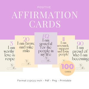 100 Positive Affirmation Digital Cards, Printable Cards, Cristal ...
