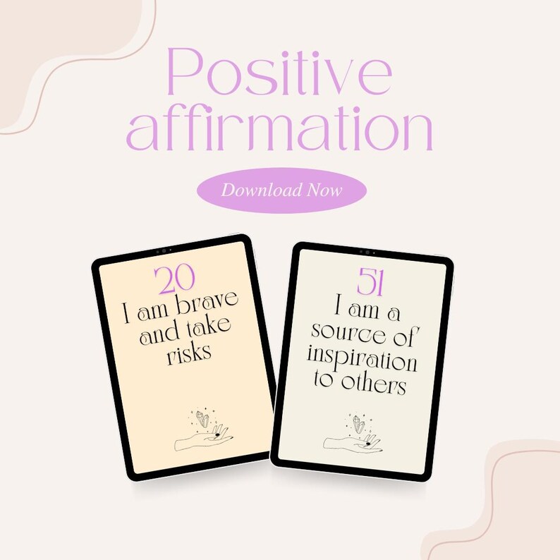 100 Positive Affirmation Digital Cards, Printable Cards, Cristal ...