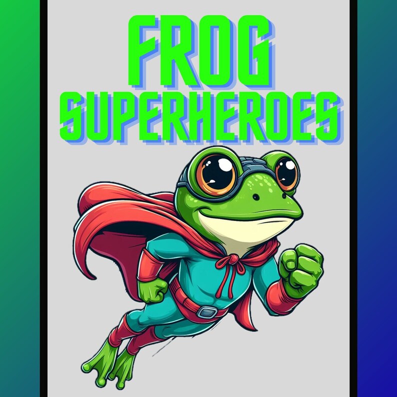 Frog Superheroes Coloring Book 15 Unique Black and White Hi-resolution ...