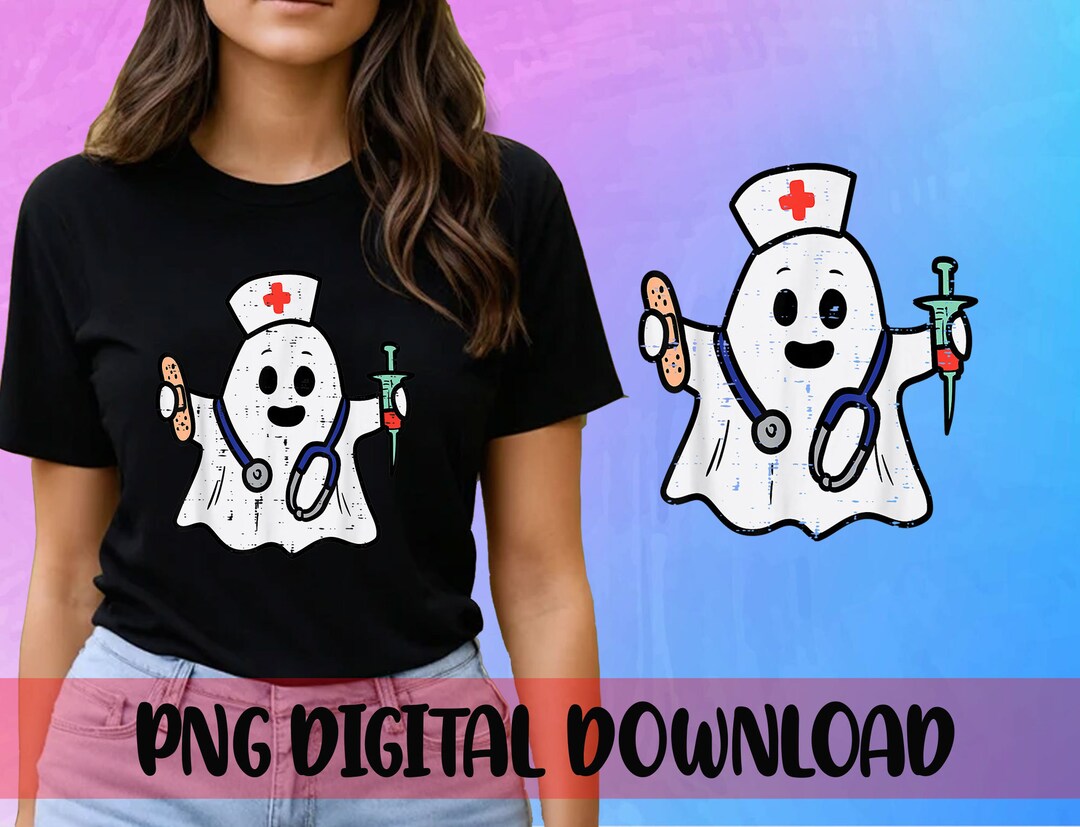 Halloween Nurse PNG Nurse Ghost PNG Nurse Ghost Scrub Top - Etsy