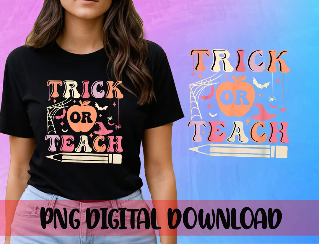 Groovy Trick or Teach Png Spooky Teacher Shirt Png Ghost - Etsy
