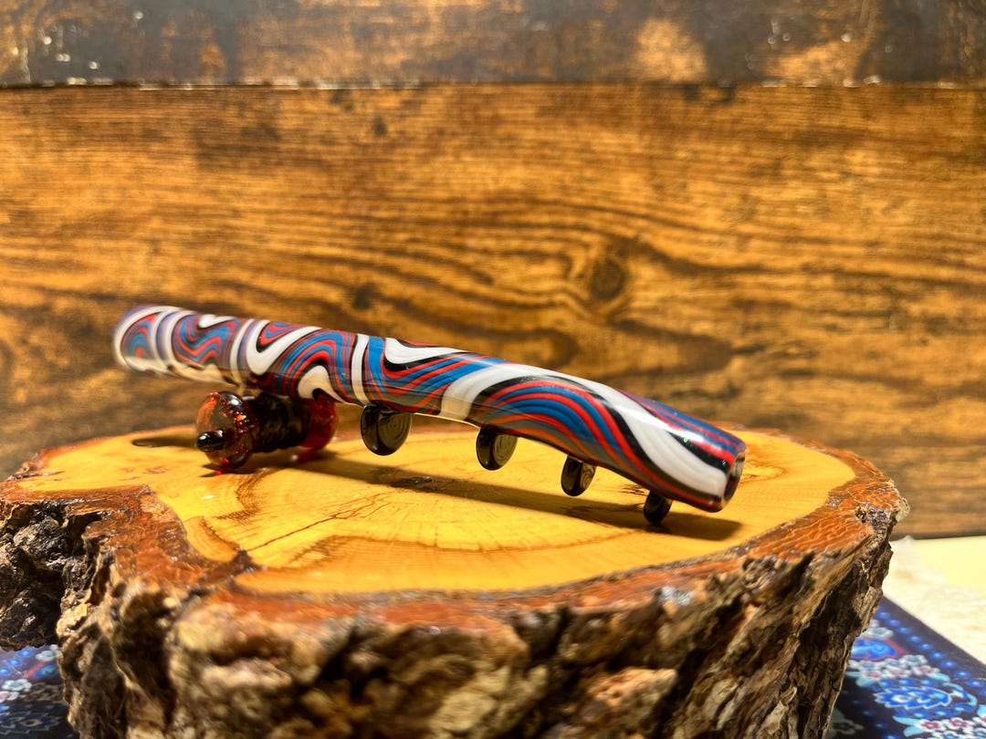 Mini Custom Heady Wig-wag Glass Fishing Pole/chillum ( Grateful Catch ...