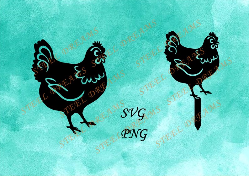 Digital Files of Funny Hen, Chook, Farm Animal, Cartoon Style. Garden ...