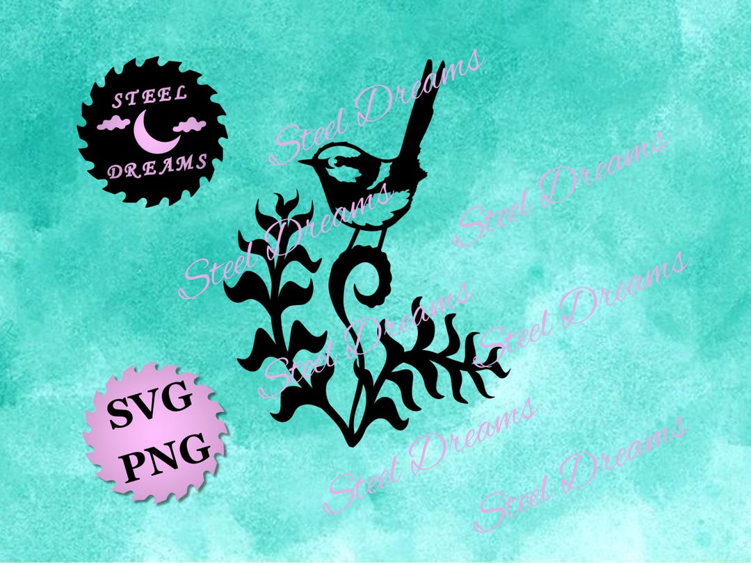 Digital Files of a Wren and Fern Silhouette. Bird, Nature, Plant ...