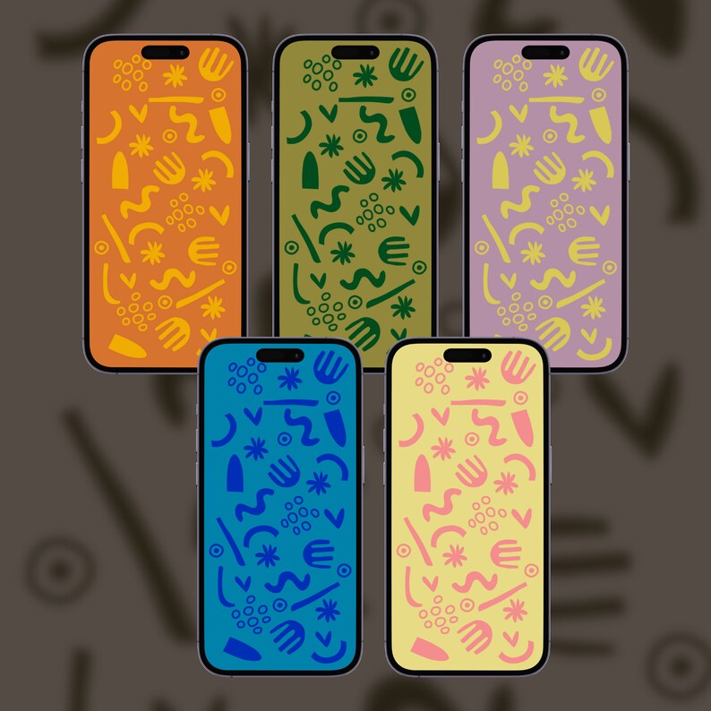 Abstract Funky Shapes Phone Wallpapers Set | iPhone & Android | Instant ...