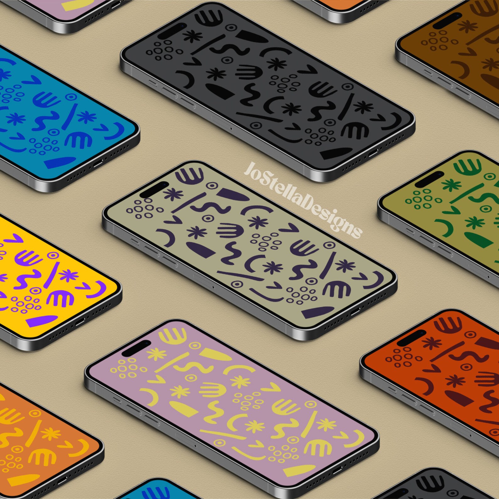 Abstract Funky Shapes Phone Wallpapers Set | iPhone & Android | Instant ...