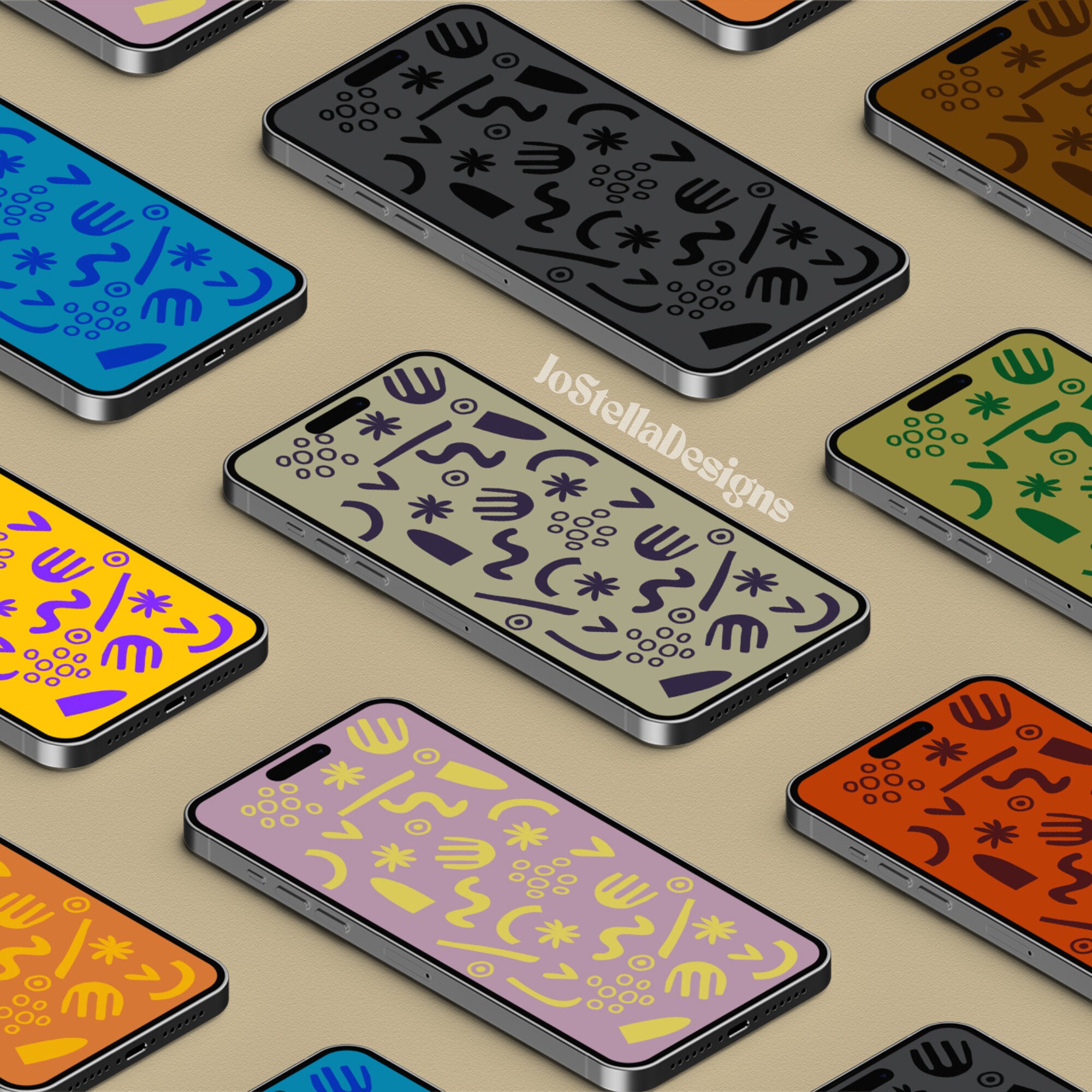 Abstract Funky Shapes Phone Wallpapers Set | iPhone & Android | Instant ...