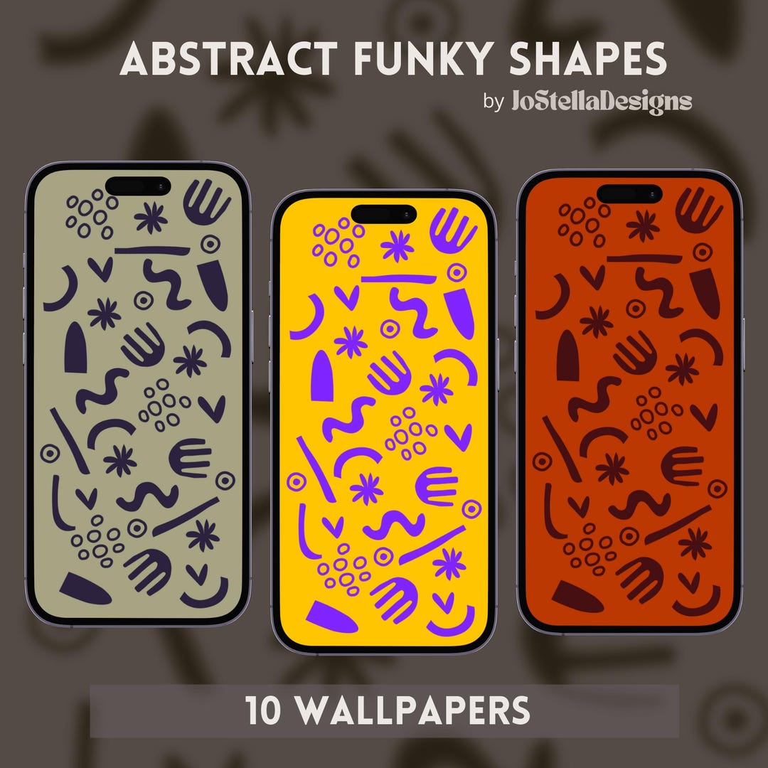 Abstract Funky Shapes Phone Wallpapers Set | iPhone & Android | Instant ...