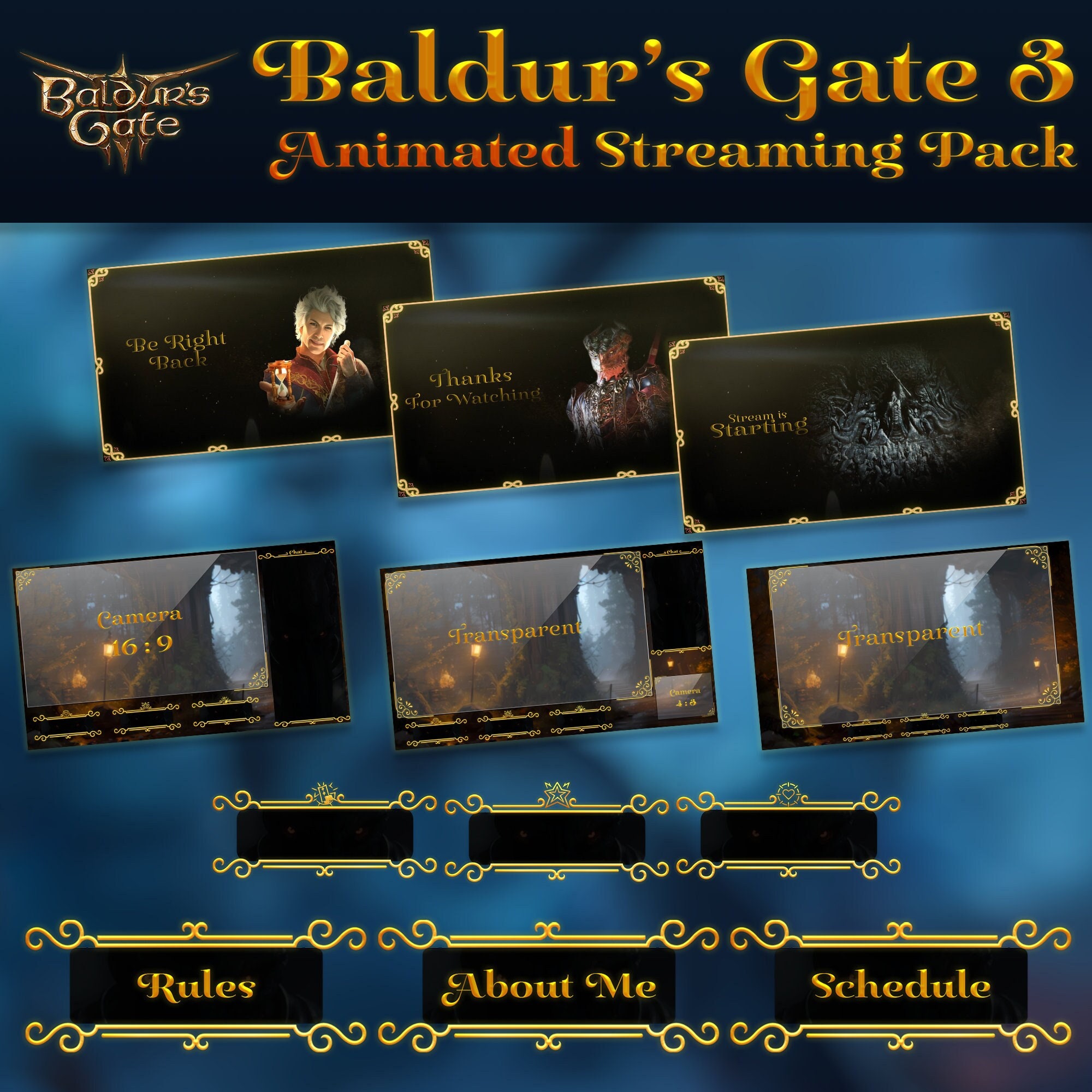Baldurs Gate 3 FULL Stream Package - Animated - Twitch Youtube Overlay ...