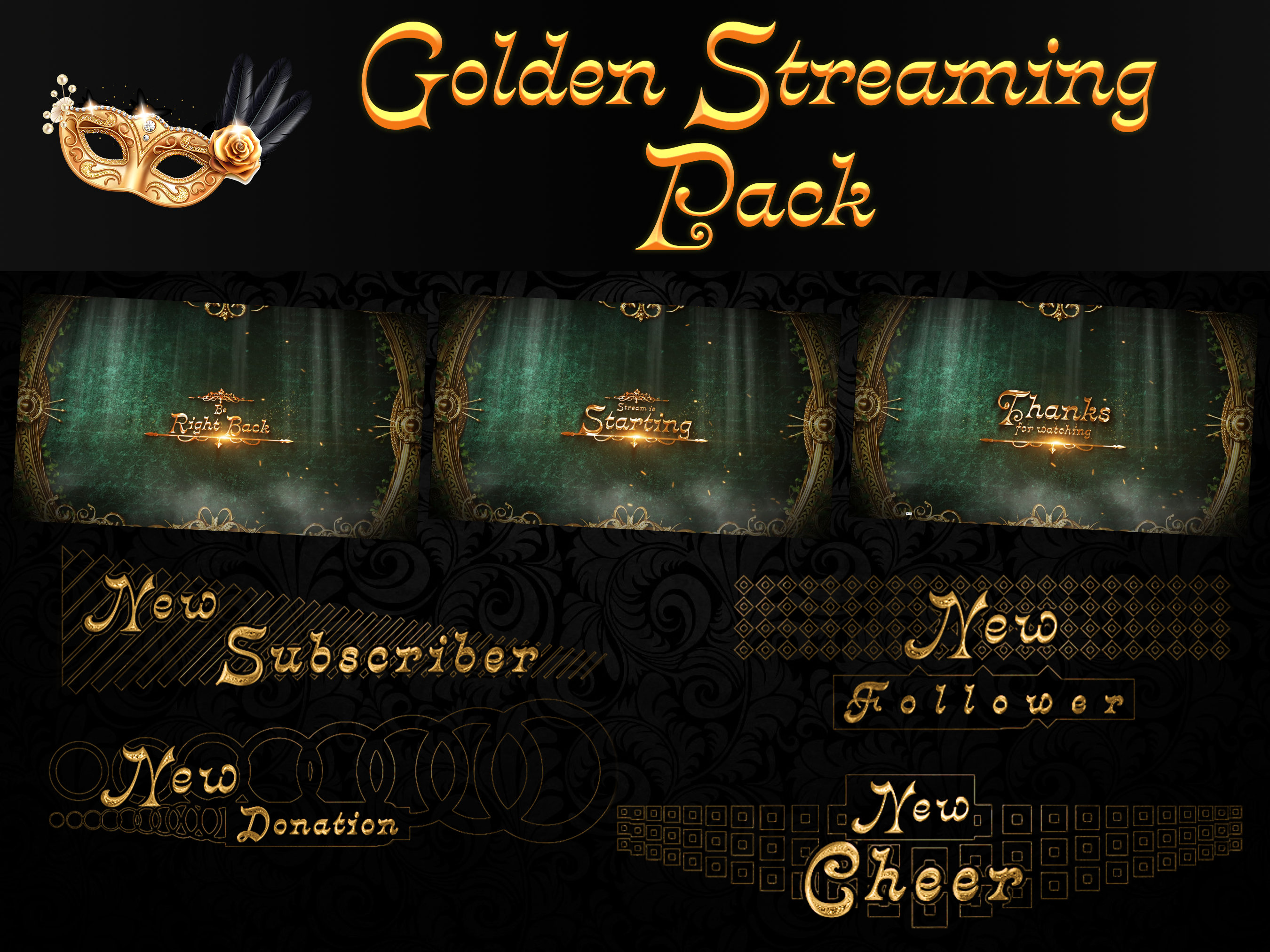 Gold Twitch Overlay, Stream Overlay, Gold Stream, Golden Stream, Twitch ...