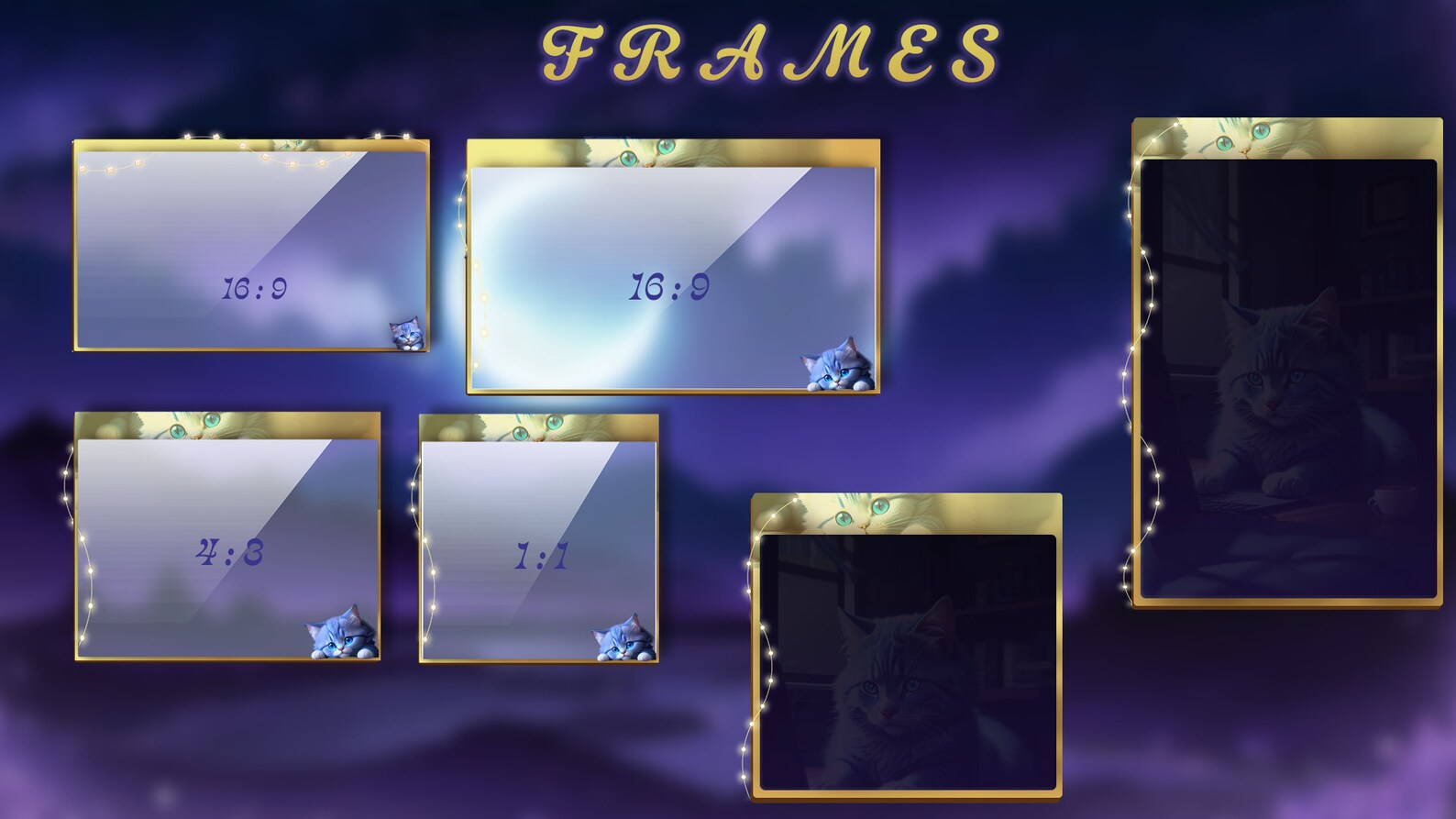 Enchanting and Cozy Kitty Stream Package Animated Twitch Overlay Lofi ...