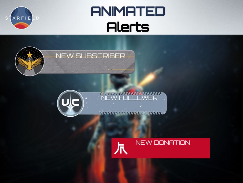Starfield Animated Stream Package Ver. 2.0, Gaming Alerts, Overlays ...
