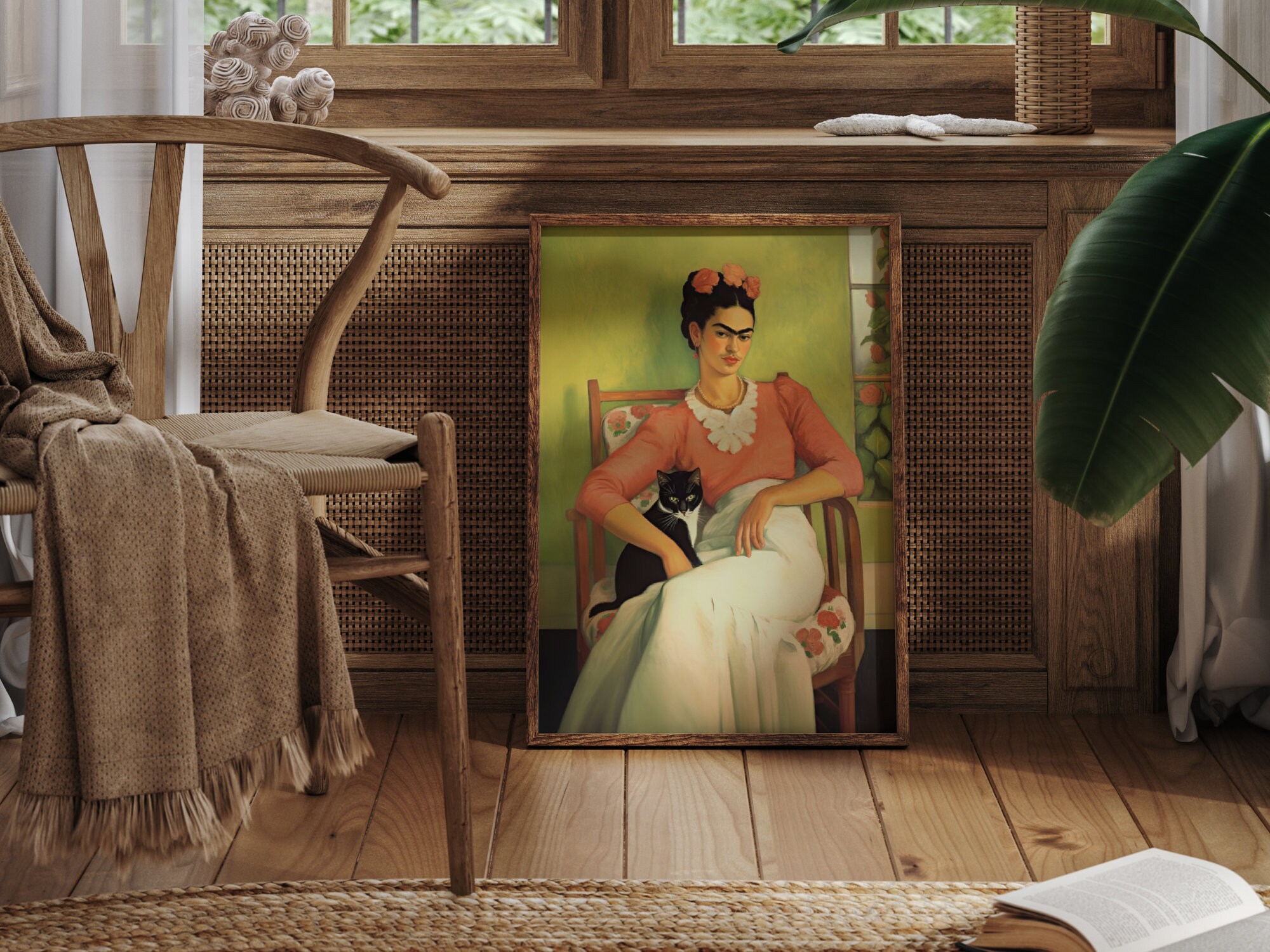 Frida Kahlo Poster Frida Kahlo Art Print Frida Kahlo With Cat Frida ...