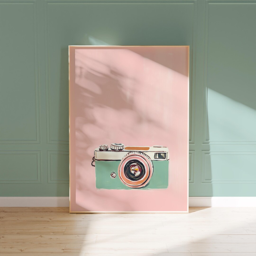 Vintage Camera Poster | Preppy Dopamine Decor | Minimalist Pink & Mint ...