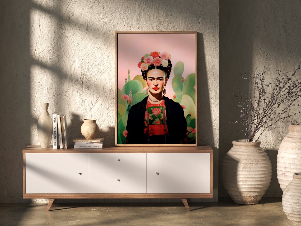 Frida Kahlo Poster Frida Kahlo Art Print Pink Frida Wall Art Feminist ...