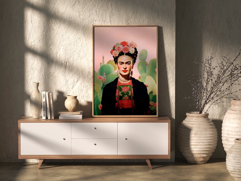 Frida Kahlo Poster Frida Kahlo Art Print Pink Frida Wall Art Feminist ...
