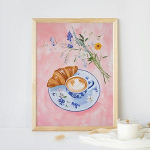 Breakfast Poster | Coffee Art | Croissant Print | Kitchen Posters ...