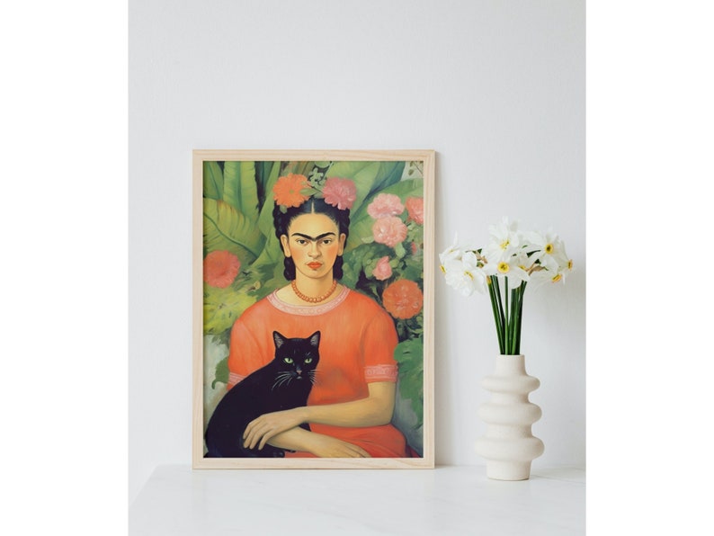 Frida Kahlo Poster | Frida Kahlo Art Print | Frida Kahlo With Cat ...