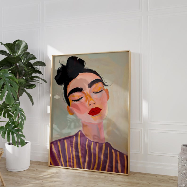 Modern Woman Portrait | Dreamy Abstract Feminine Poster | Female ...