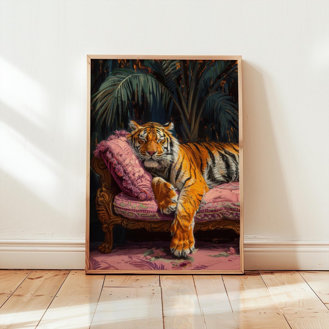 Tiger on Sofa Art Print | Tiger Posters | Digital Downloads | 4 Ratios ...