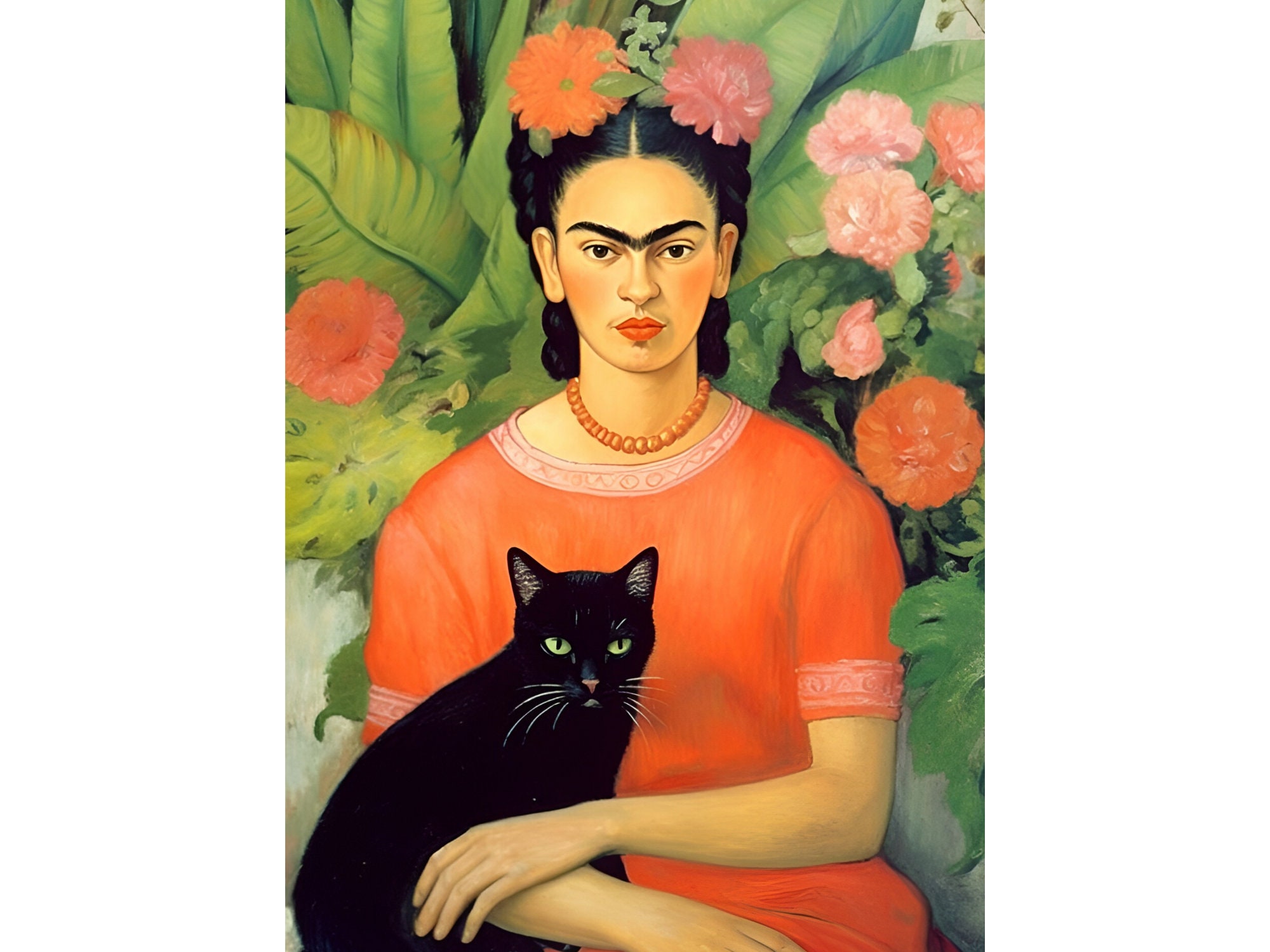 Frida Kahlo poster Frida Kahlo art print Frida Kahlo with cat Frida ...