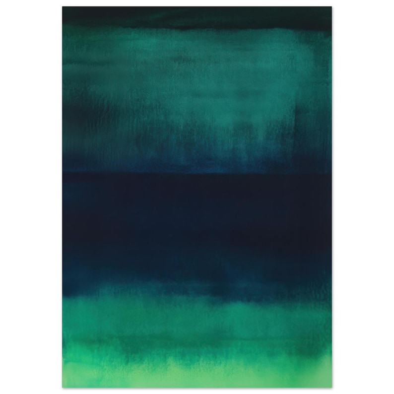 Emerald Blue Gradient Abstract Art Print | Meditative Minimalist Poster ...
