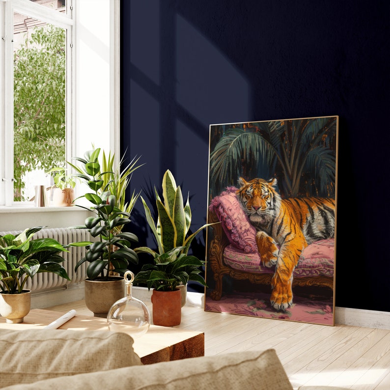 Tiger Posters Tiger Paintings Retro Wall Art Vintage Tiger Art Print ...