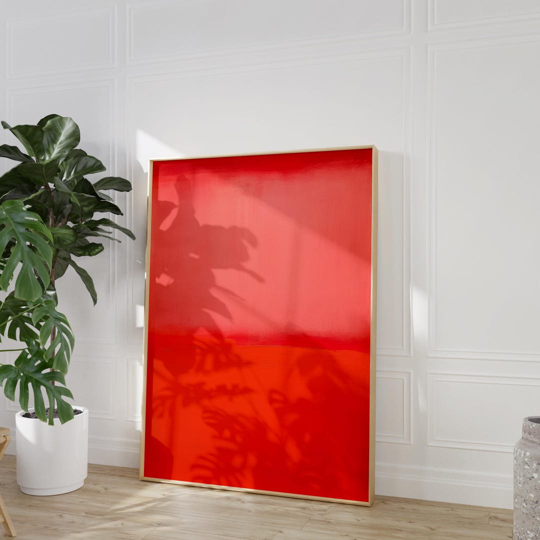 Contemporary Red & Pink Abstract Poster | Minimalist Color Field ...