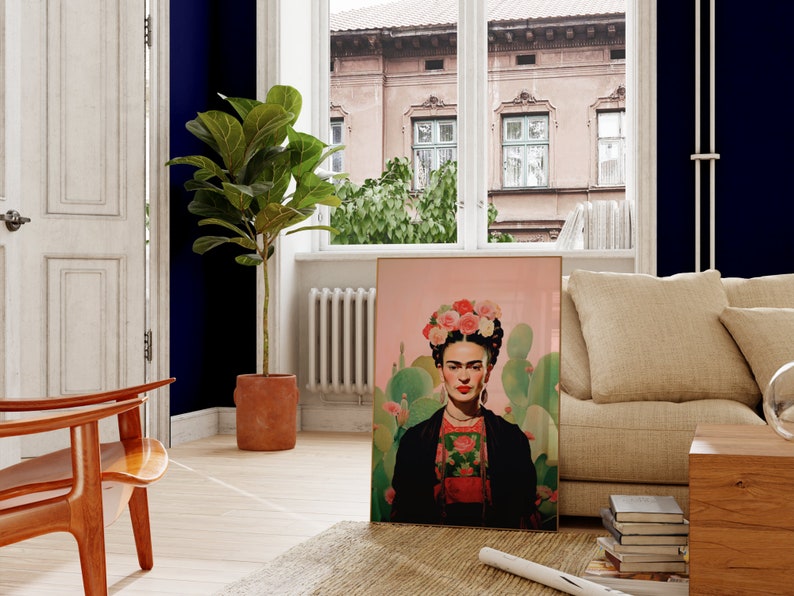 Frida Kahlo Poster Frida Kahlo Art Print Pink Frida Wall Art Feminist ...