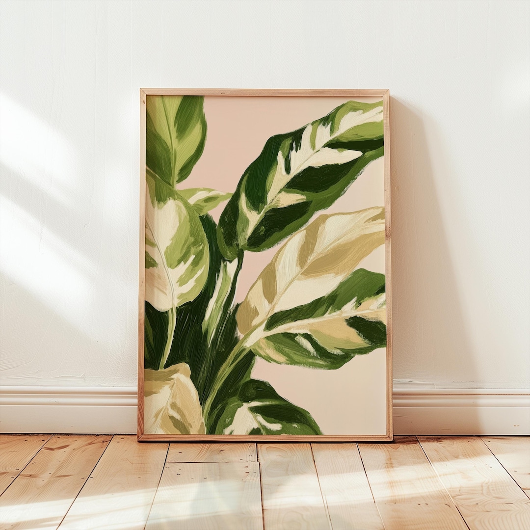 Modern Botanical Poster | Greenery Wall Art | Leaf Painting | Abstract ...
