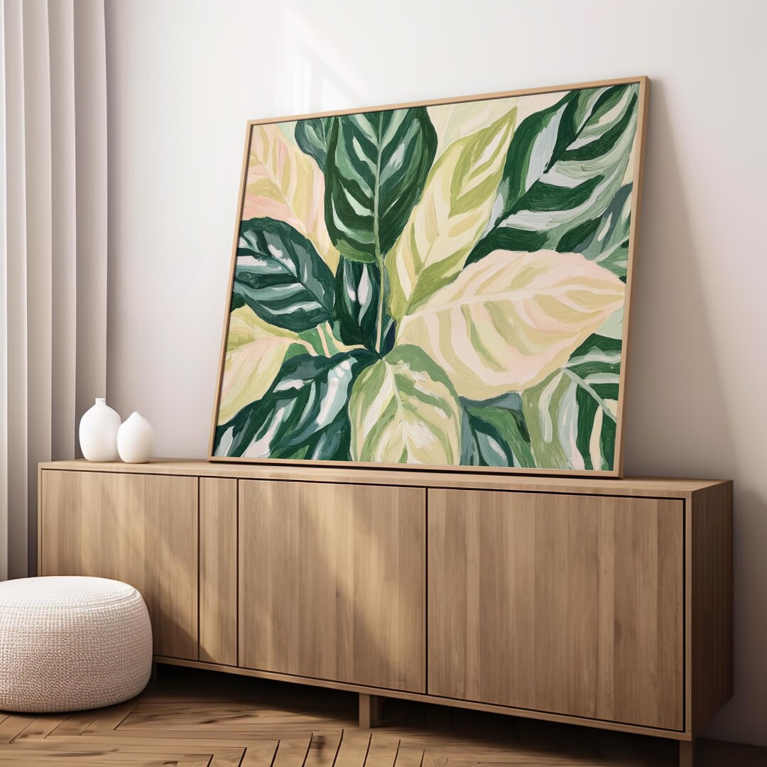 Modern Botanical Poster | Greenery Wall Art | Calathea Leaf Painting ...