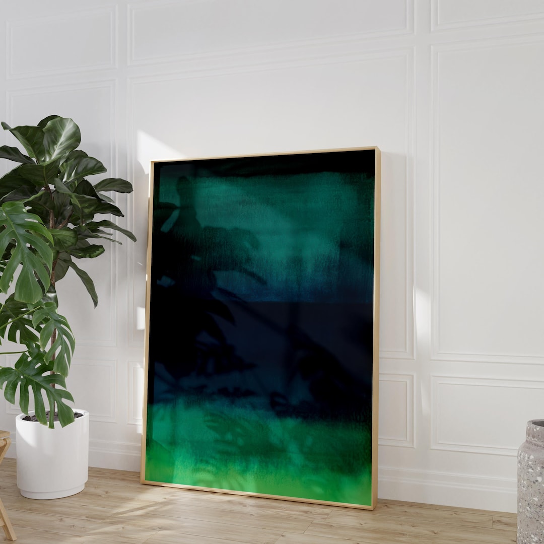Emerald Blue Gradient Abstract Art Print | Meditative Minimalist Poster ...