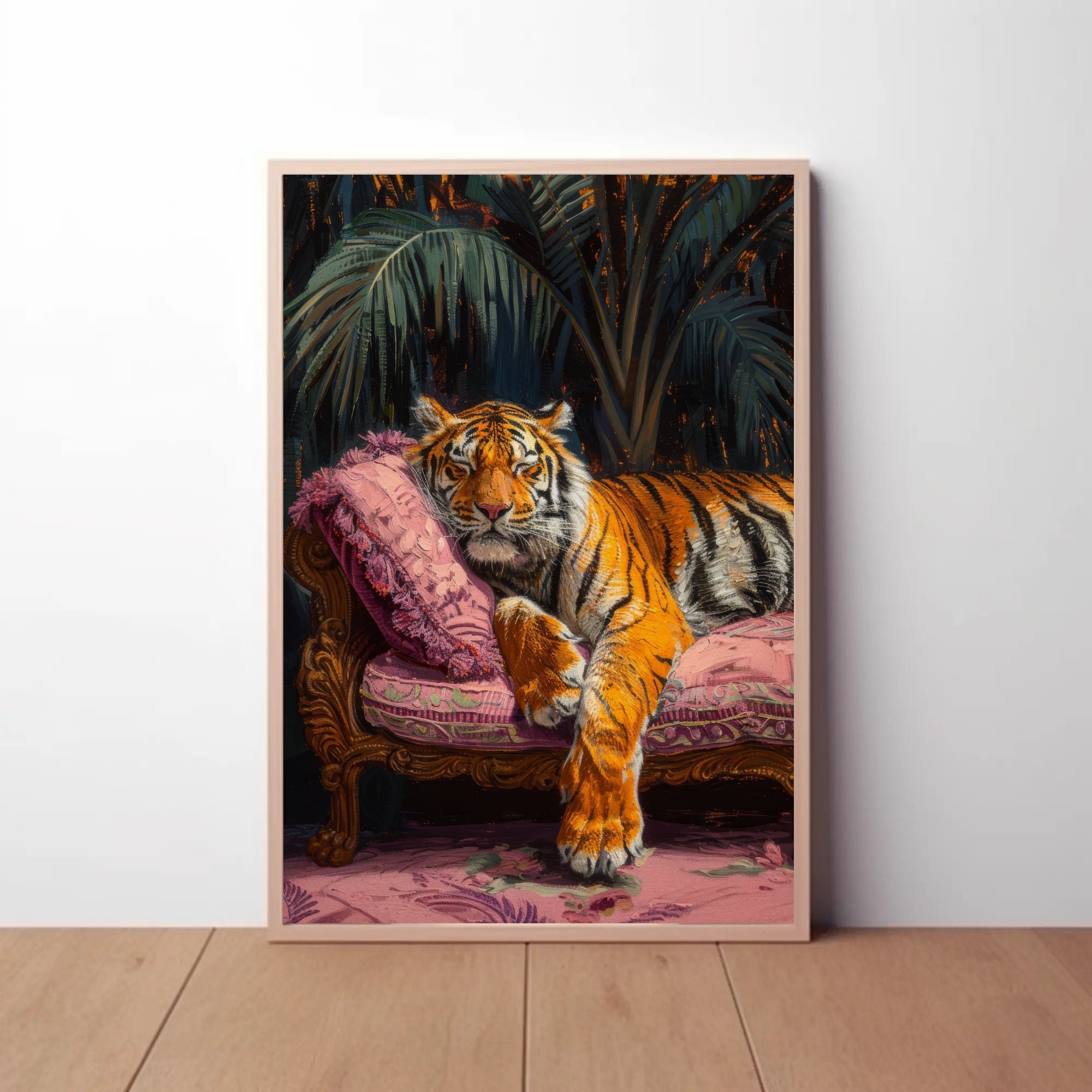 Tiger Posters Tiger Paintings Retro Wall Art Vintage Tiger Art Print ...