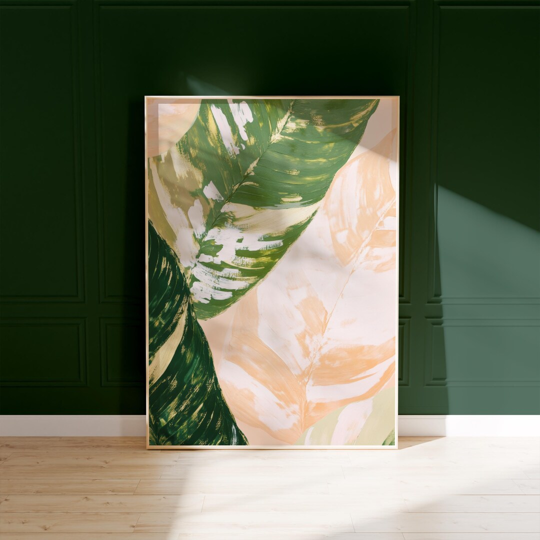 Modern Botanical Poster | Greenery Wall Art | Tropical Leaf Painting ...