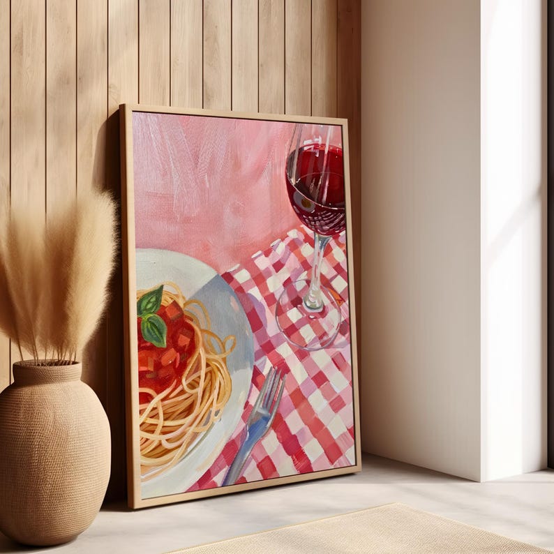 Spaghetti Poster Pasta Wall Art Kitchen Posters Italian Food Art Print ...