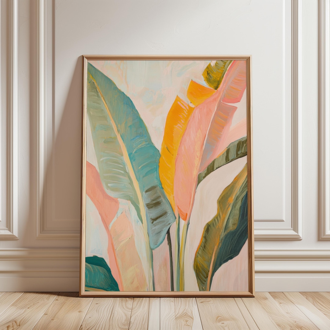Colorful Tropical Leaves Art Print | Modern Botanical Poster | Abstract ...