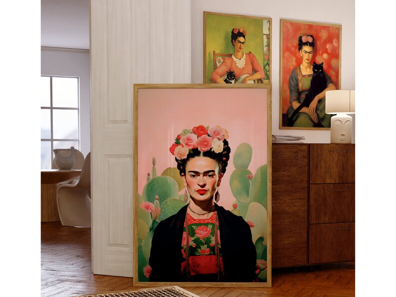 Frida Kahlo Poster Frida Kahlo Art Print Pink Frida Wall Art Feminist ...