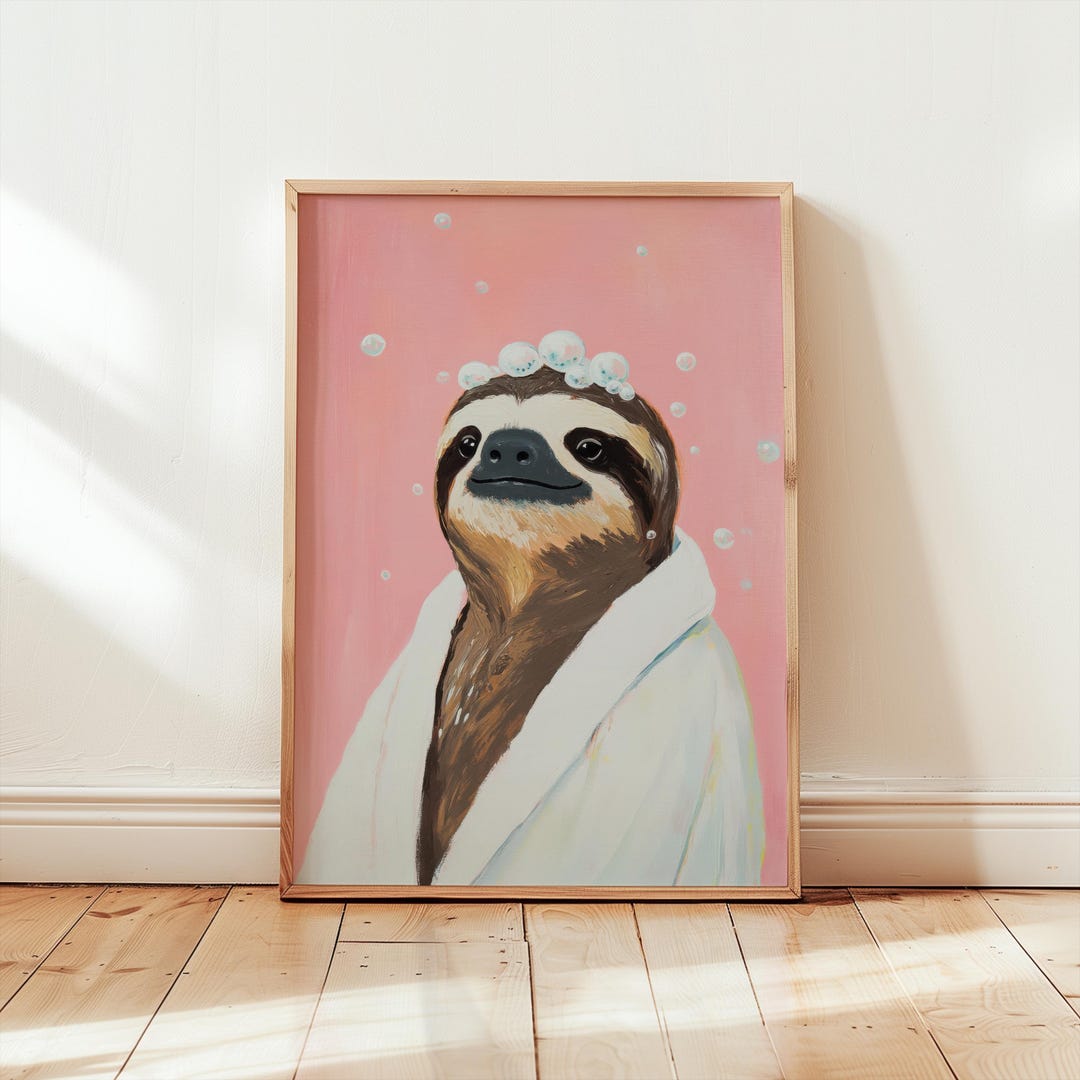 Bathroom Wall Art | Cute Sloth Bathroom Wall Art | Funny Whimsical Spa ...