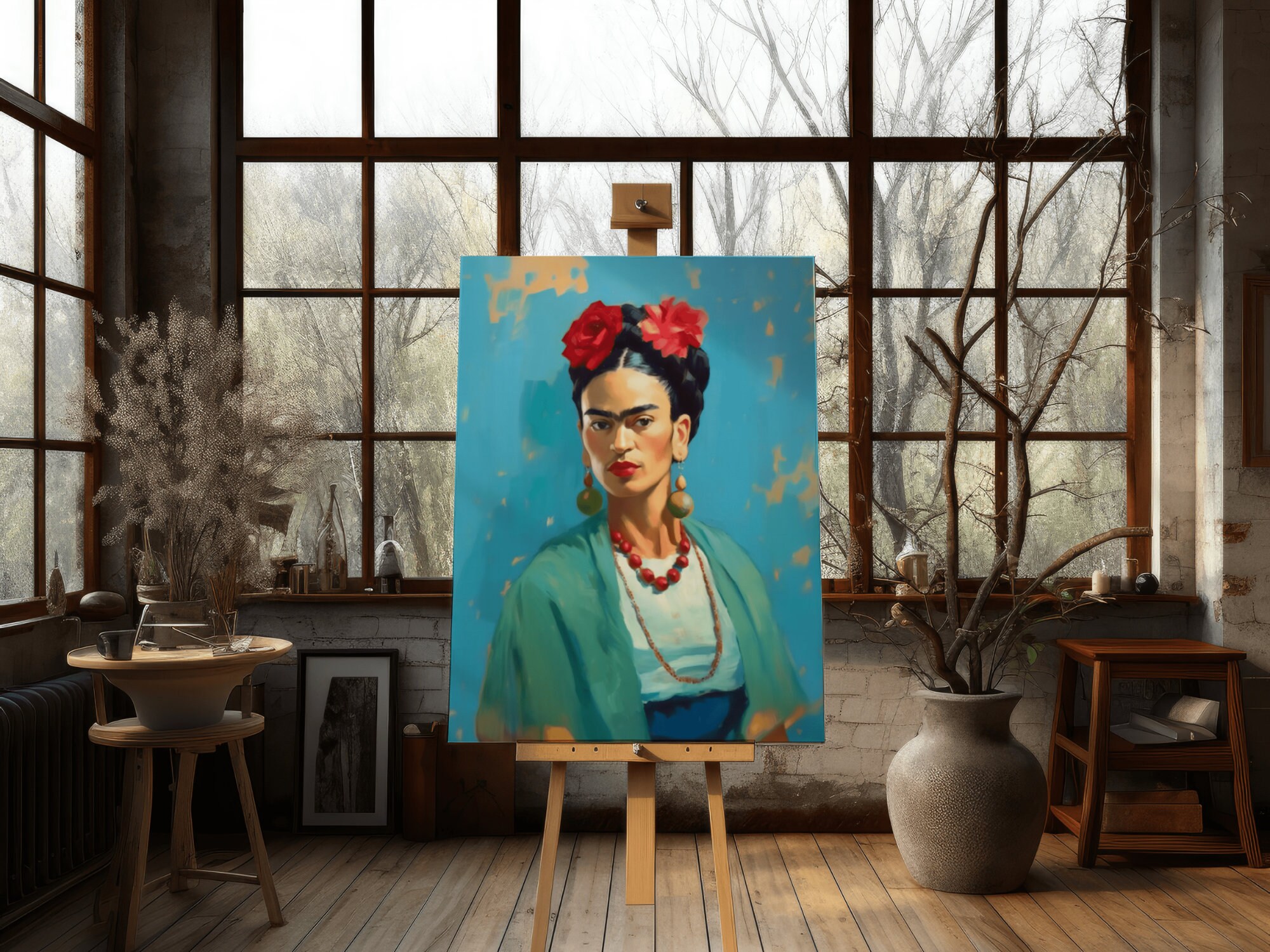 Frida Kahlo Canvas | Frida Art Print on Canvas | Frida Kahlo Portrait ...