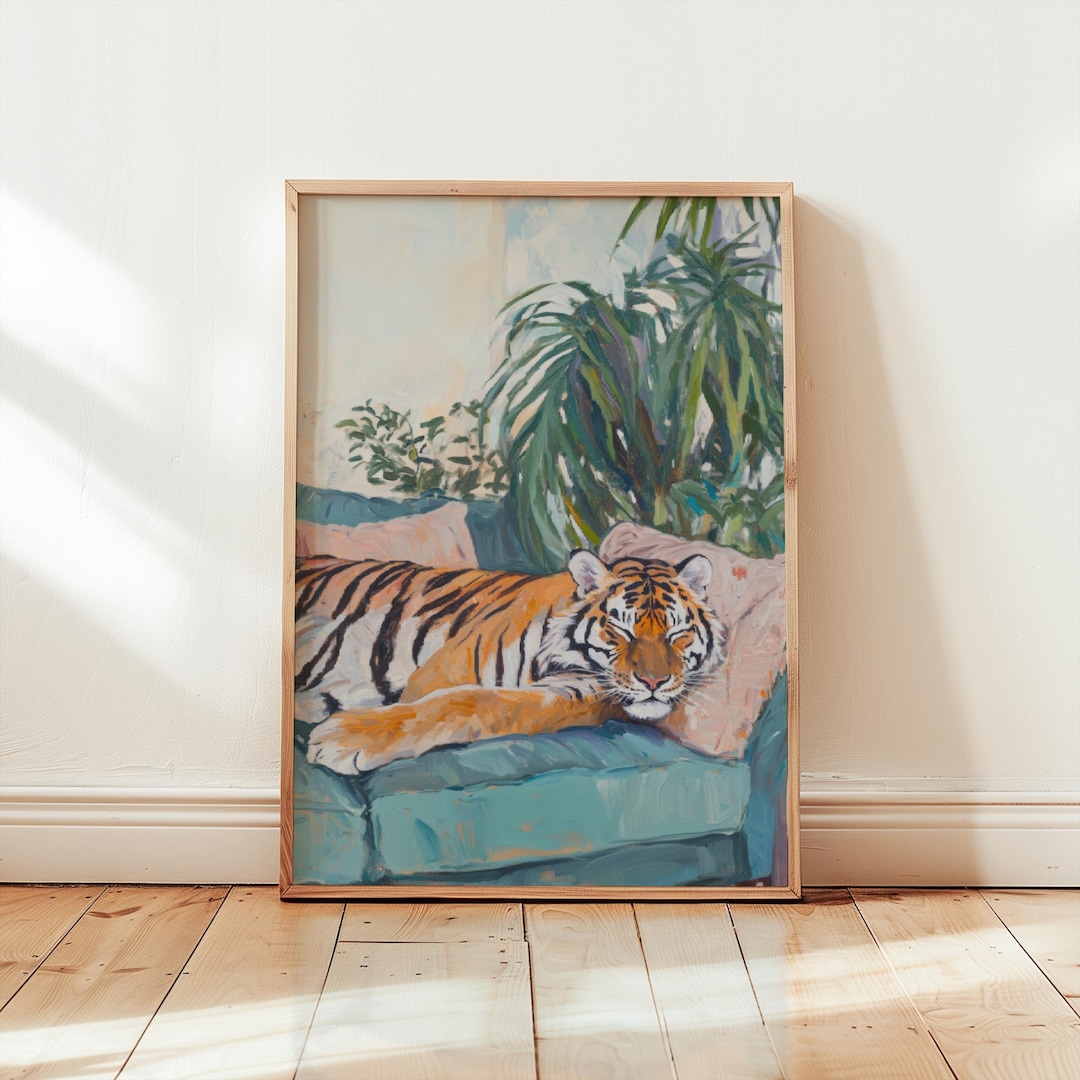 Tiger Posters Tiger Painting Retro Wall Art Vintage Tiger Art Print ...
