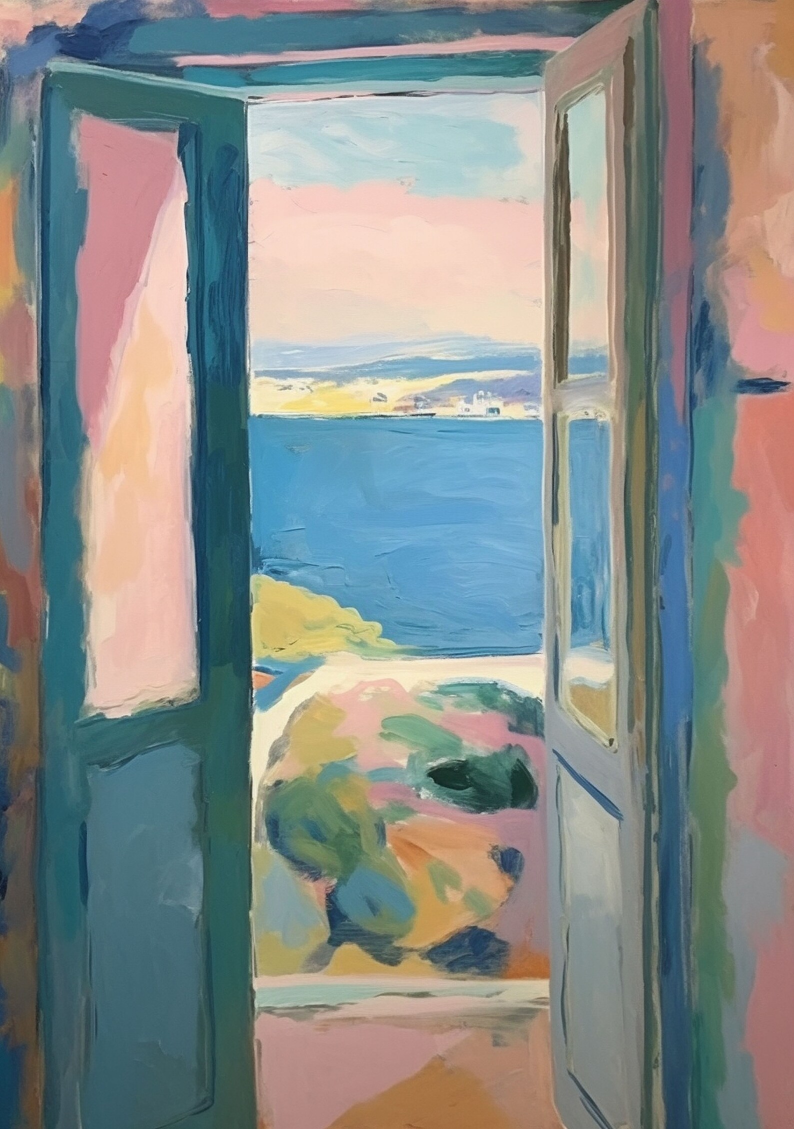 Matisse open window | pastel poster | Matisse inspired sea view art ...