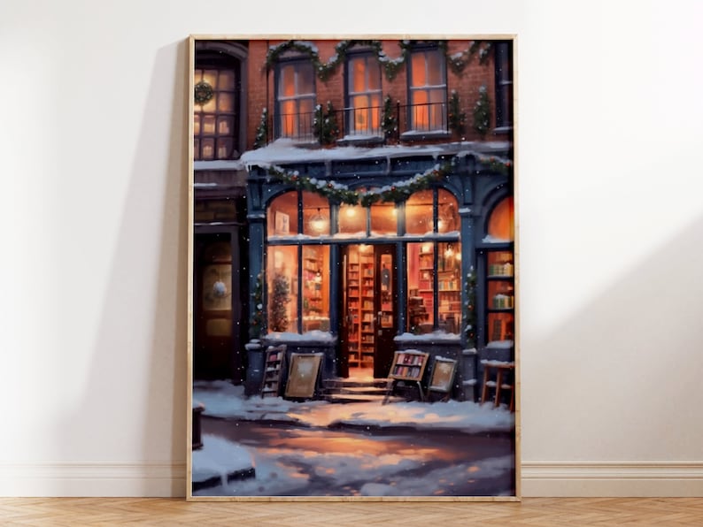 Books Posters | Book Store Art Print | London Book Store in Winter ...