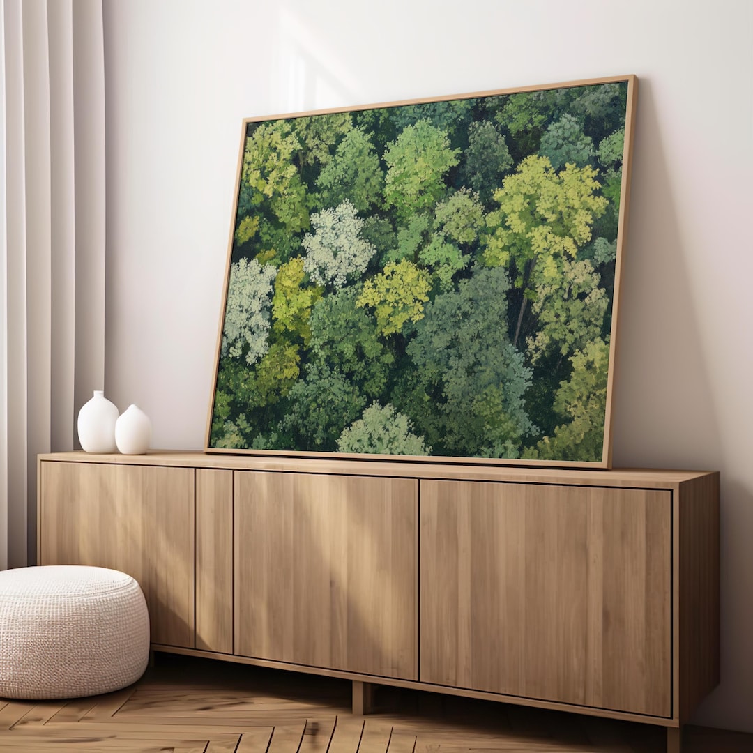 Vivid Greenery Art Print | Trees Posters | Fauvist Treetop View Print ...