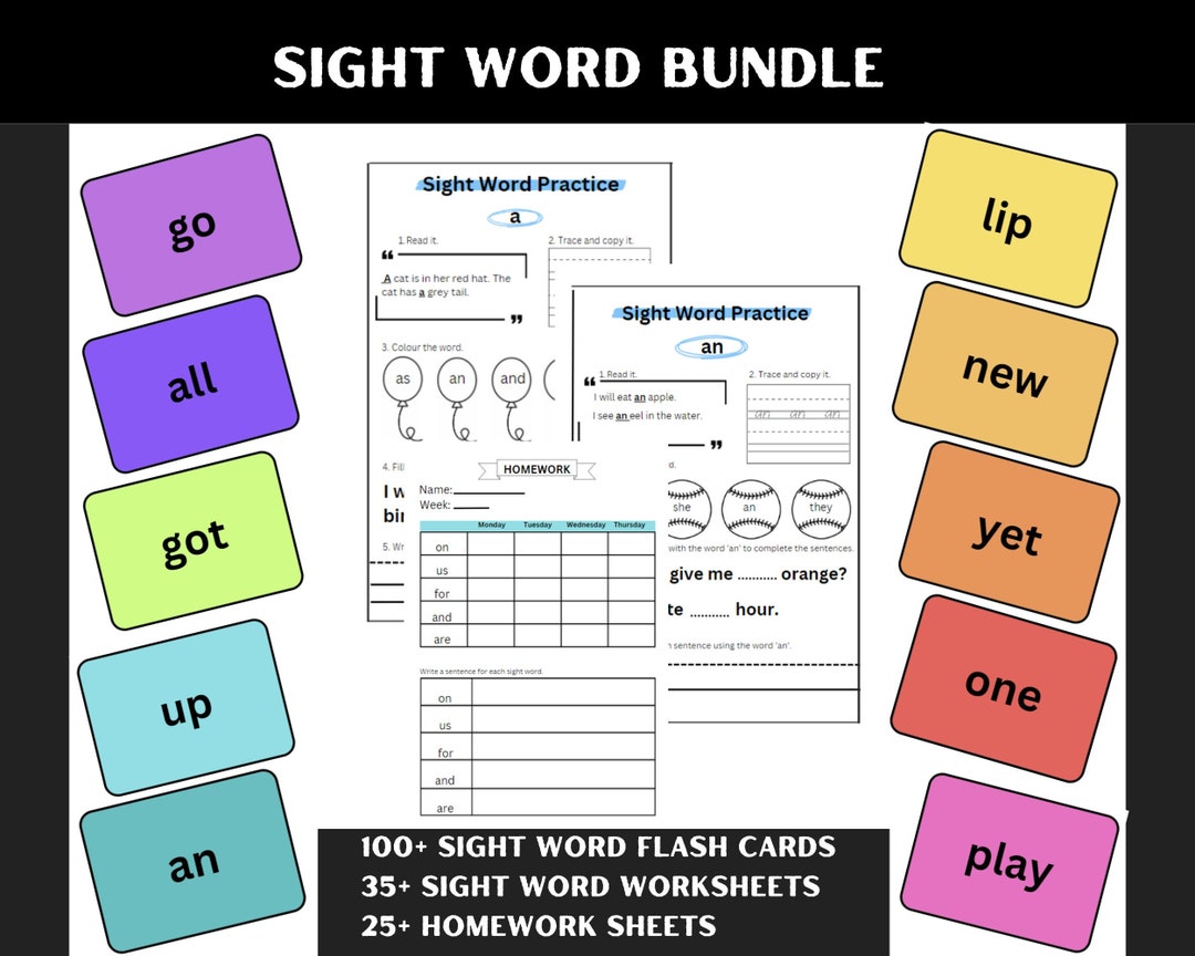 Sight Word Practice for Kids, Sight Word Flash Cards, K-2 Sight Word ...
