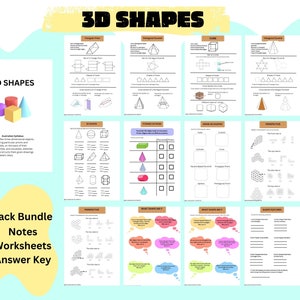 3D Shapes Worksheets - Etsy