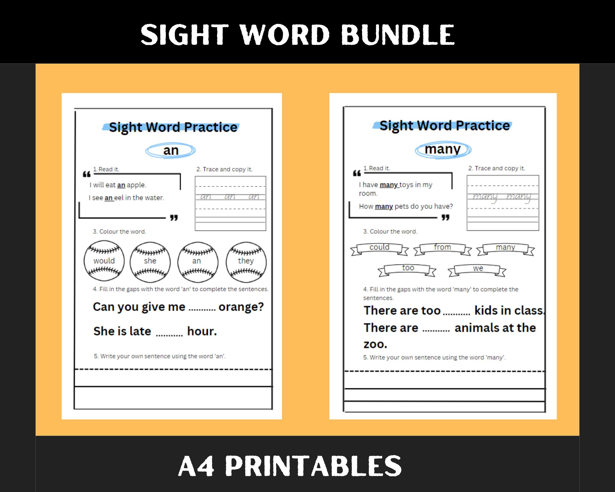 Sight Word Practice for Kids, Sight Word Flash Cards, K-2 Sight Word ...
