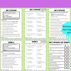 Figurative Language Worksheets: Metaphor, Simile, Personification ...