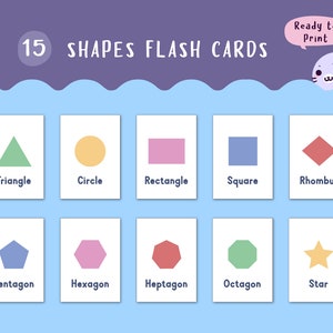 15 Shapes Flash Card, Educational Materials, Pre-school Printable, Kids ...