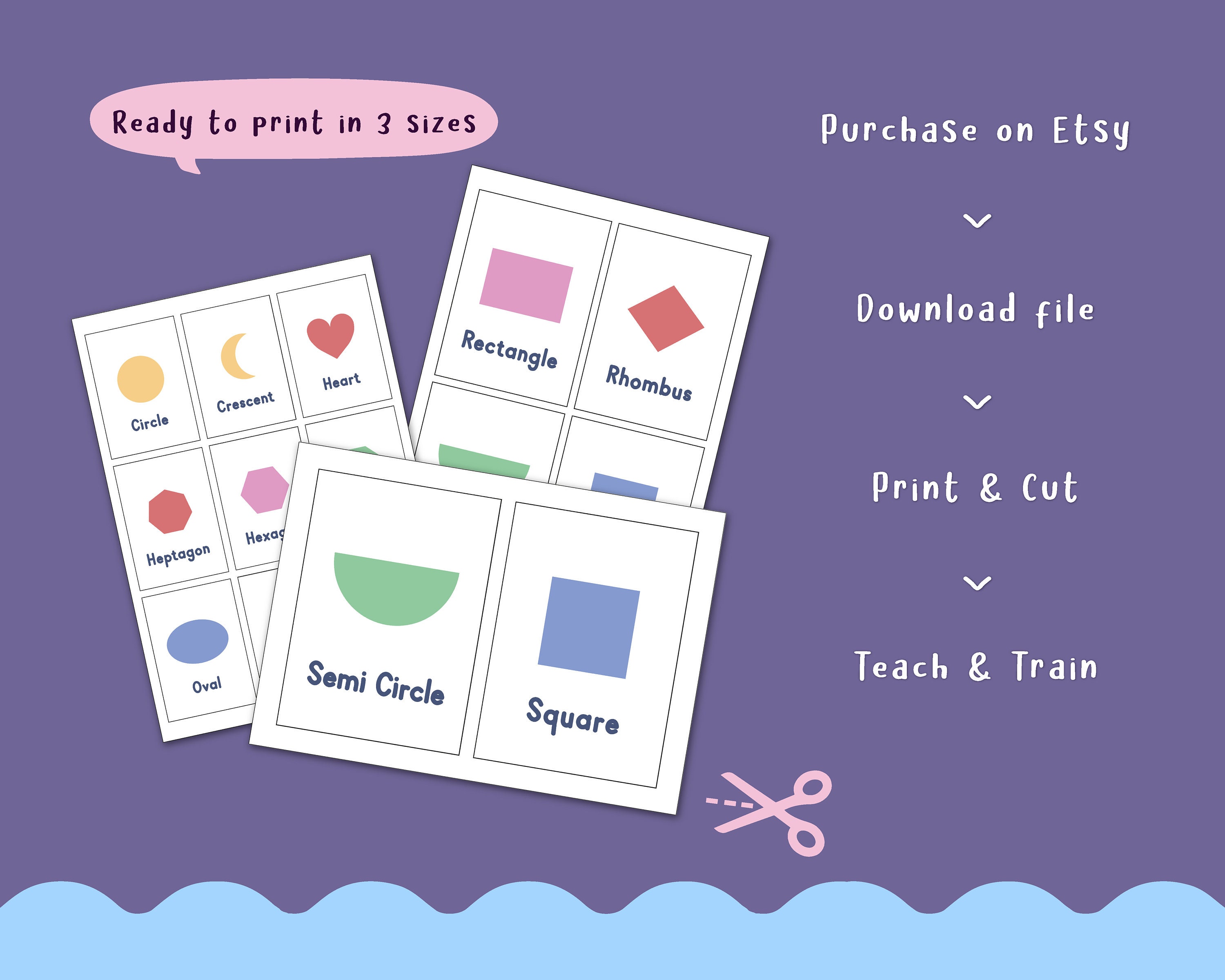 15 Shapes Flash Card, Educational Materials, Pre-school Printable, Kids ...