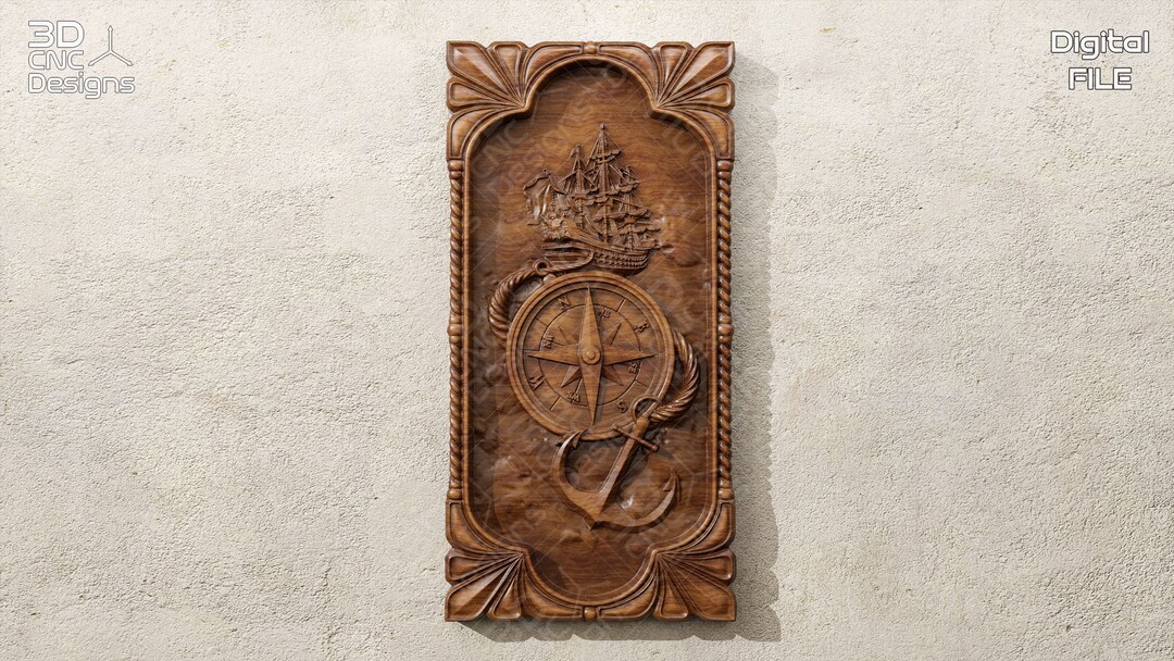 Anchor, Compass and Ship - STL File for CNC Wood Carving - Etsy